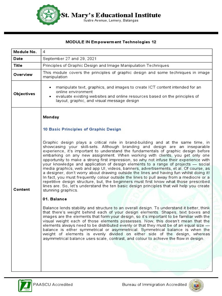 Empowerment Technologies 12 MODULE 4 | PDF | Graphic Design | Design