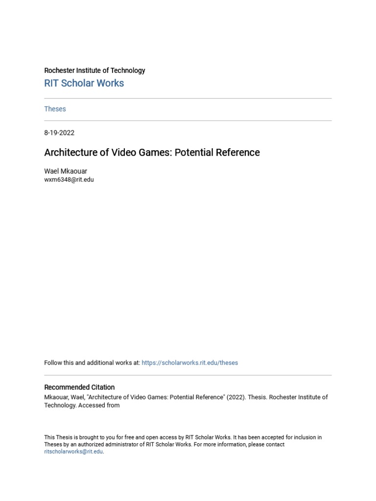 Architecture of Video Games - Potential Reference | PDF | Video Games ...