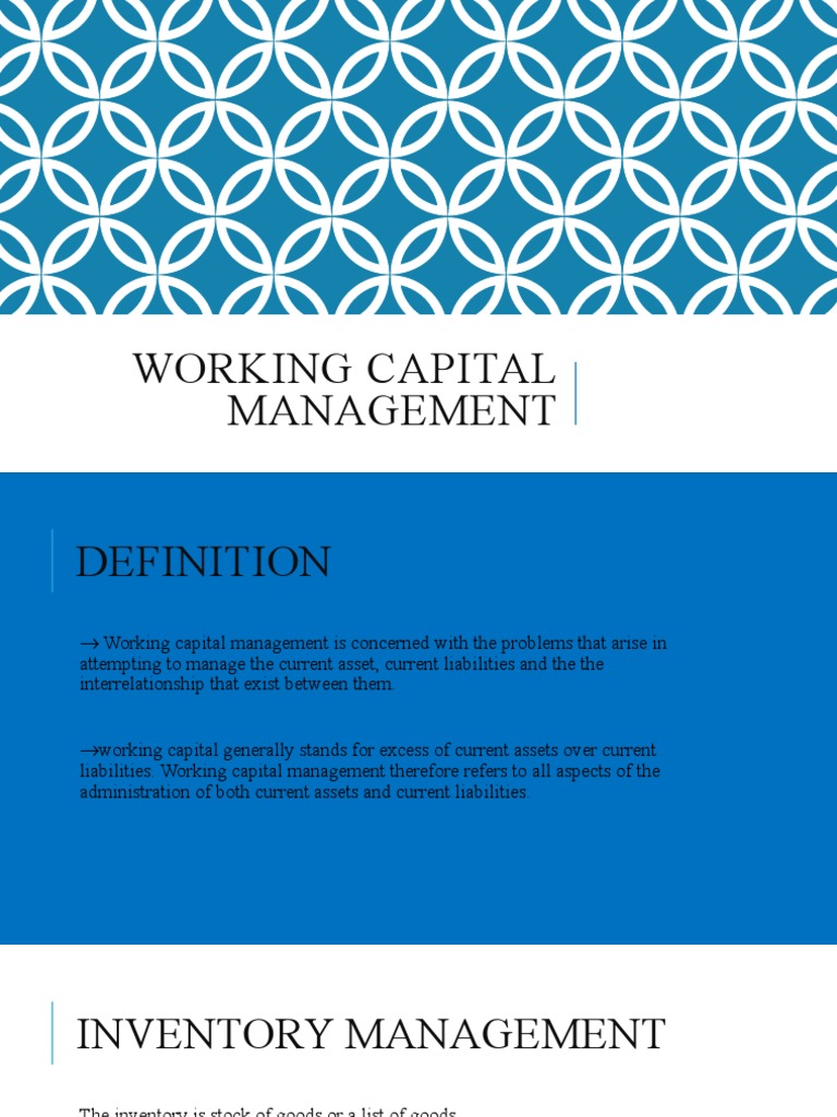 Working Capital Management | PDF | Inventory | Management Accounting