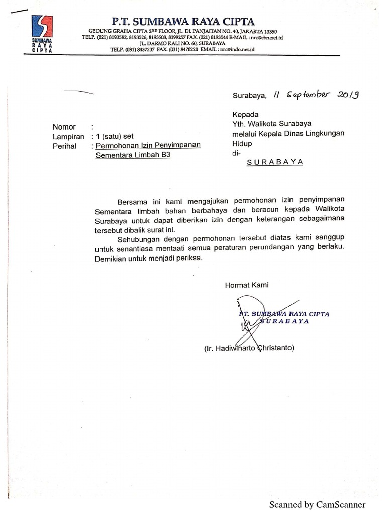 Surat Dan Formulir Permohonan Ijin TPS B3 | PDF