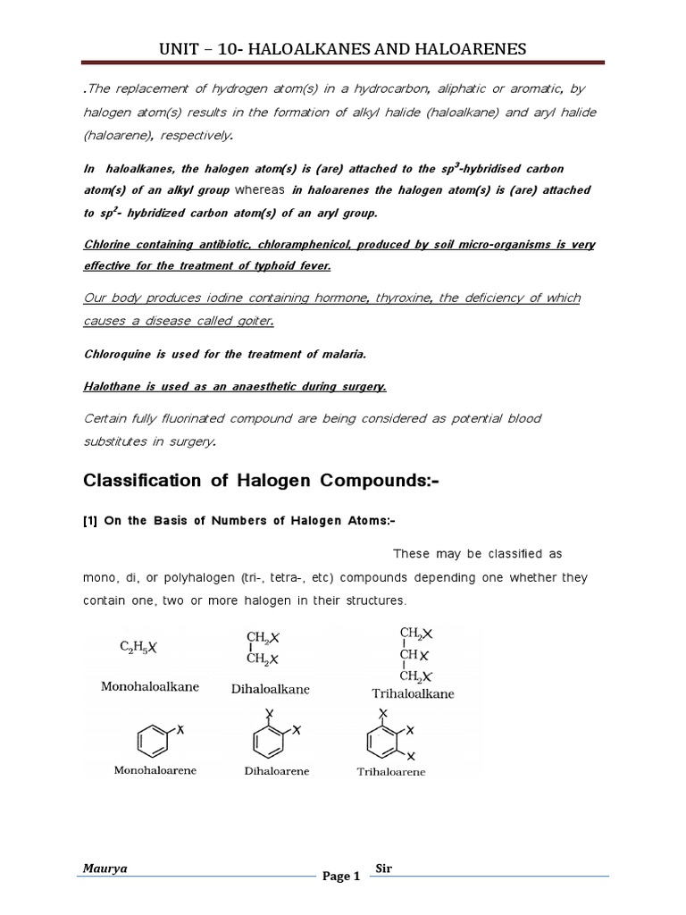 Unit 10-Haloalkanes and Haloarenes | PDF | Chirality (Chemistry) | Chemical Reactions