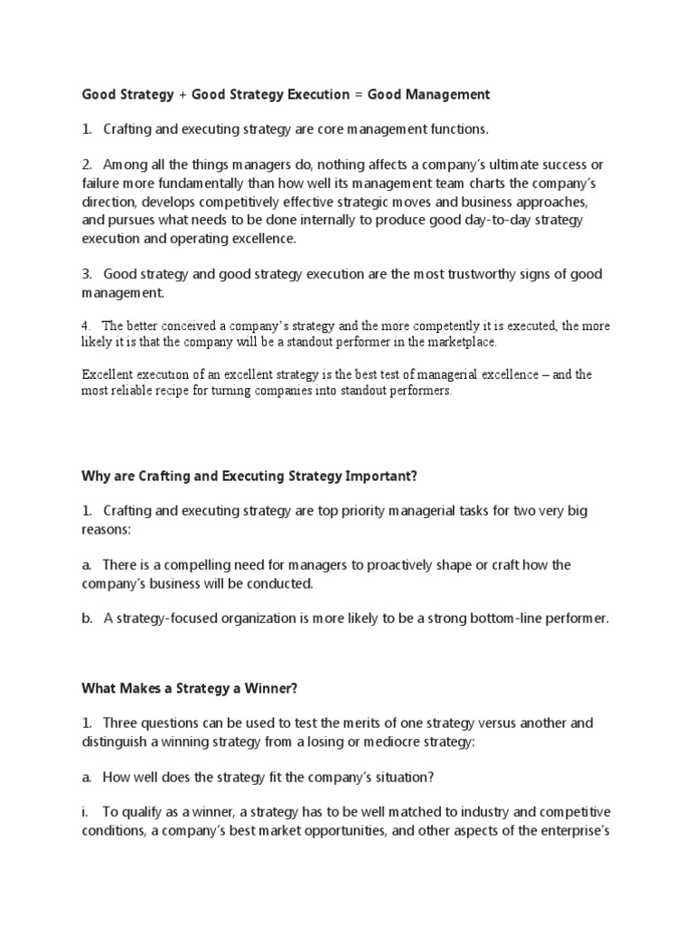Good Strategy Execution Key to Management Success | PDF | Business ...
