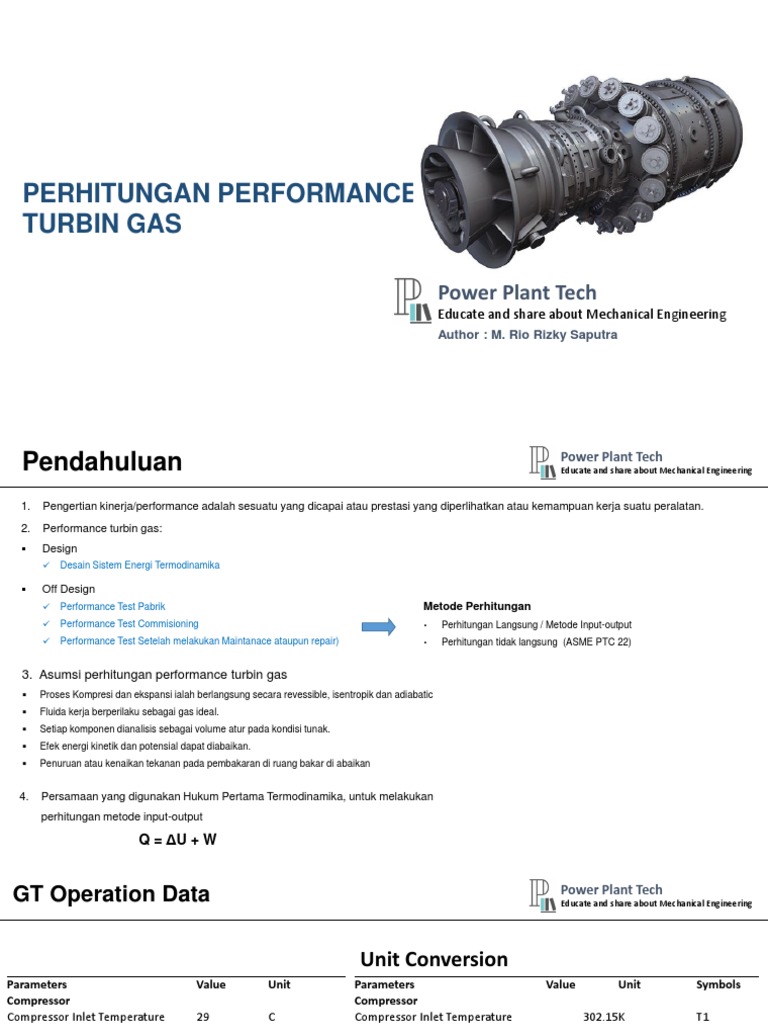 Perhitungan Performance Turbin Gas Metode Input - Output | Download ...
