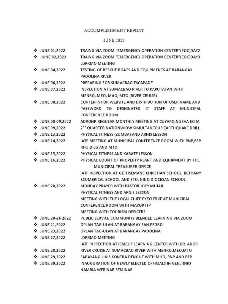 Accomplishment Report | PDF