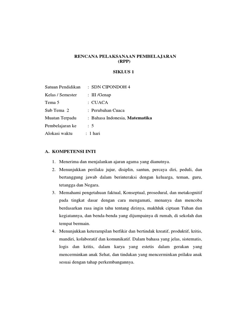 RPP Siklus 1 Dan 2 | PDF