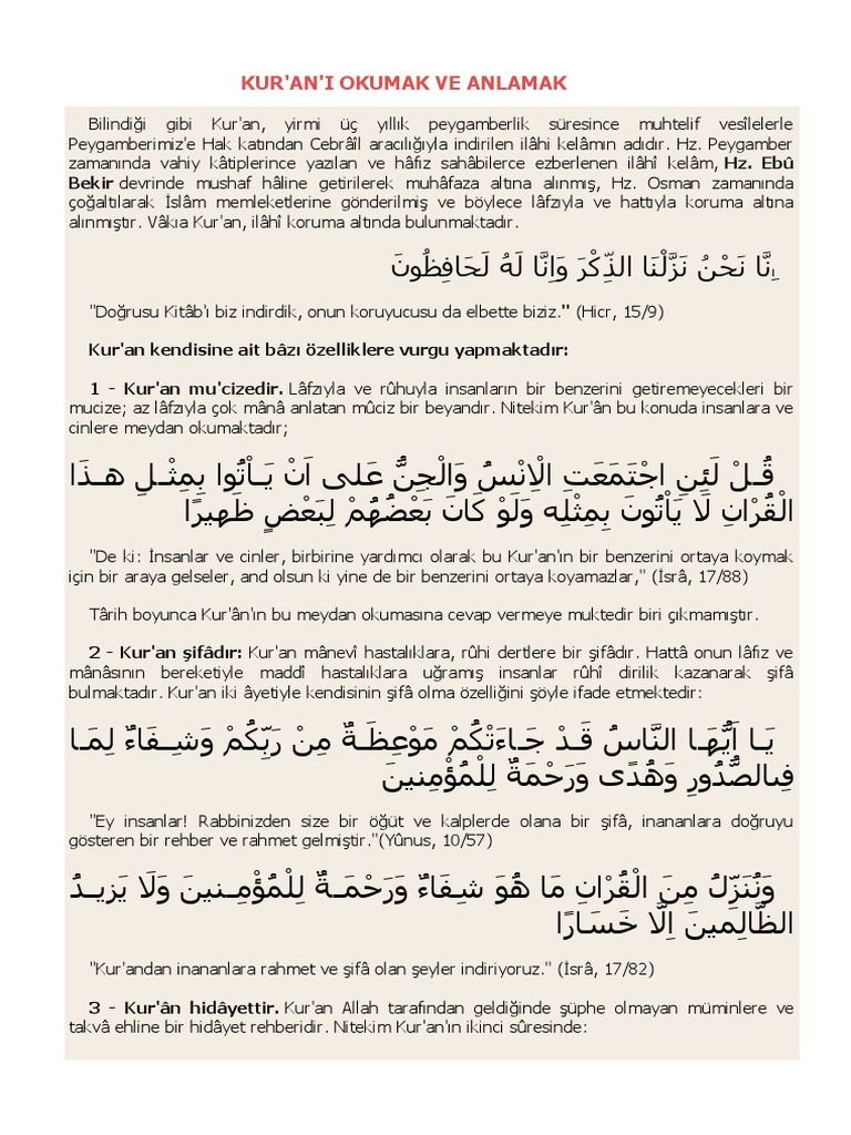 Kuran Ile Ilgili Ayet Hadis | PDF