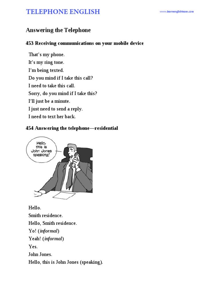 Telephone English | PDF | Telephony | Telecommunications