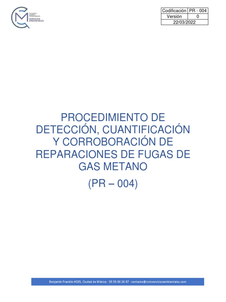 PR - 004 Procedimiento de Detección y Cuantificación de Emisiones de Metano | PDF | Archivo de ...