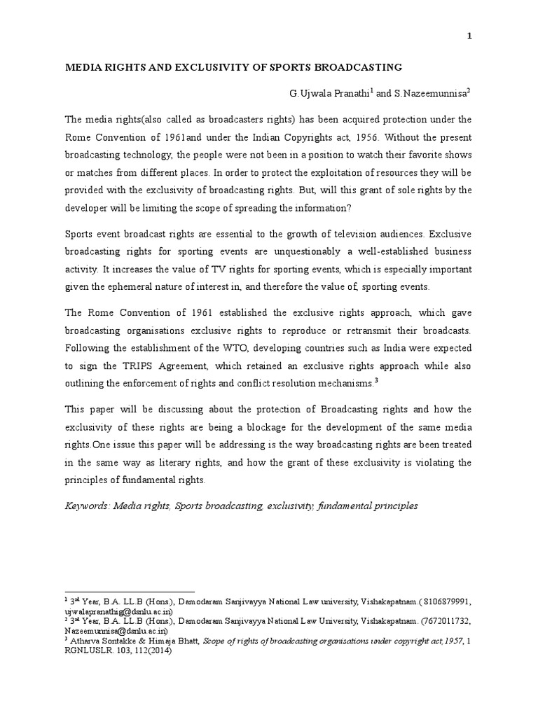 Media Rights and Exclusivity of Sports Broadacsting | PDF | Competition ... Media Rights and Exclusivity of Sports Broadacsting | PDF | Competition ...
