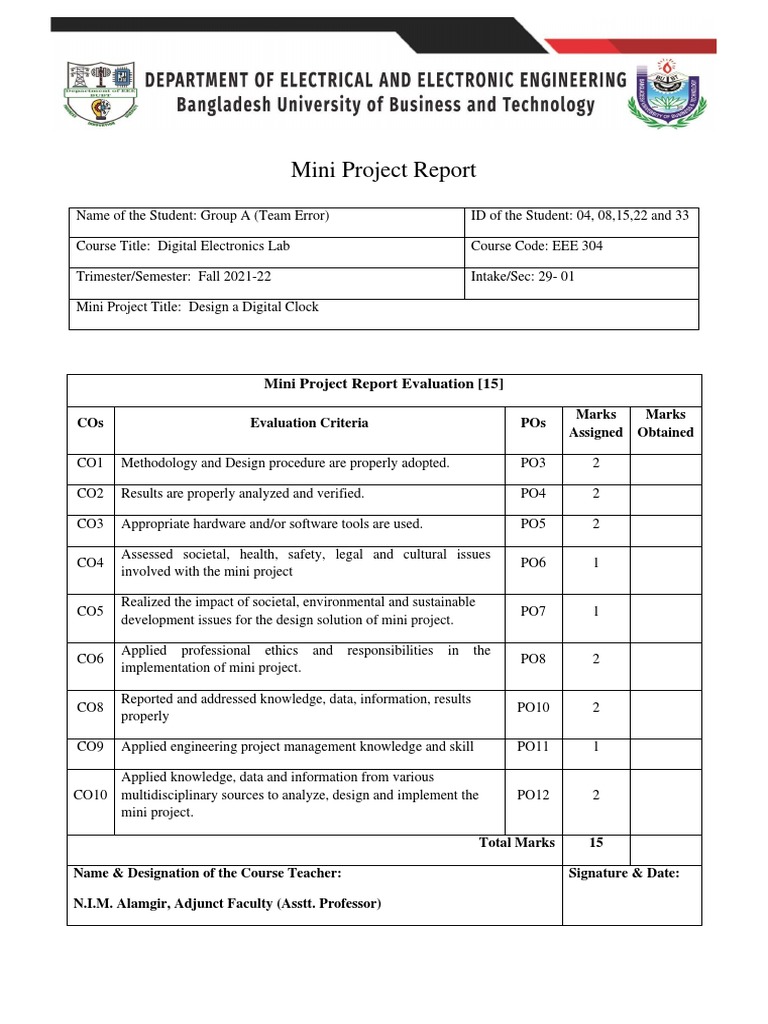 Project Digital Clock | PDF | Arduino | Electronics