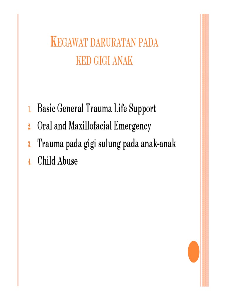 Kegawatdaruratan Pada Ked. Gigi Anak | PDF
