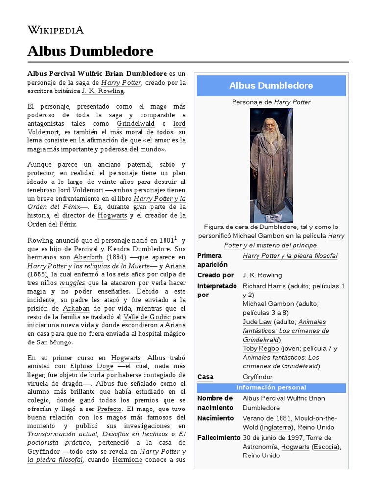 Albus Dumbledore | PDF | Mundos de fantasía | Organizaciones ficticias
