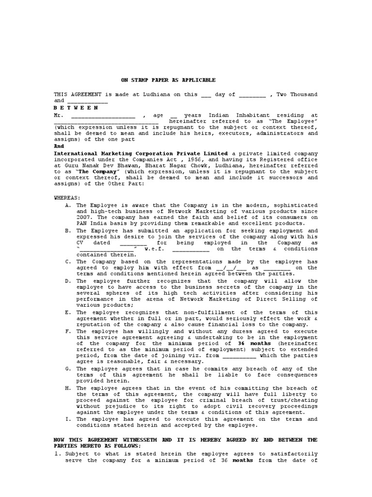 Imc Service Contract With Bond REVISED 19 Dec Final | PDF | Employment ...