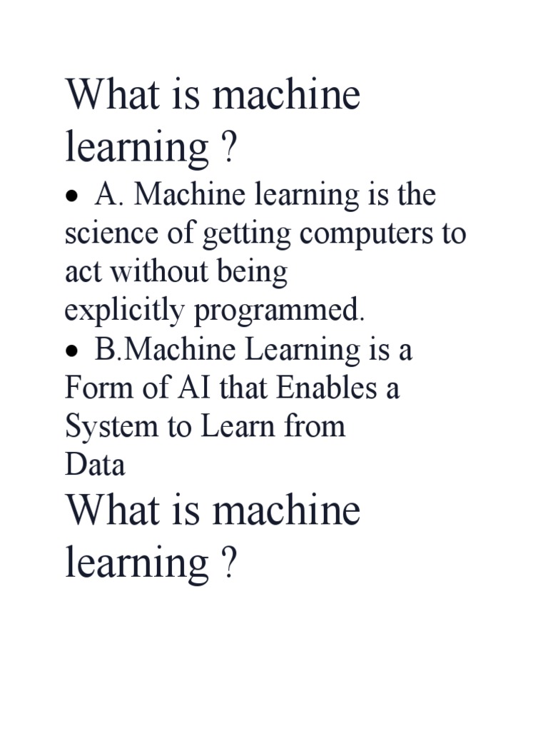 What Is Machine Learning ? | PDF | Machine Learning | Computer Science