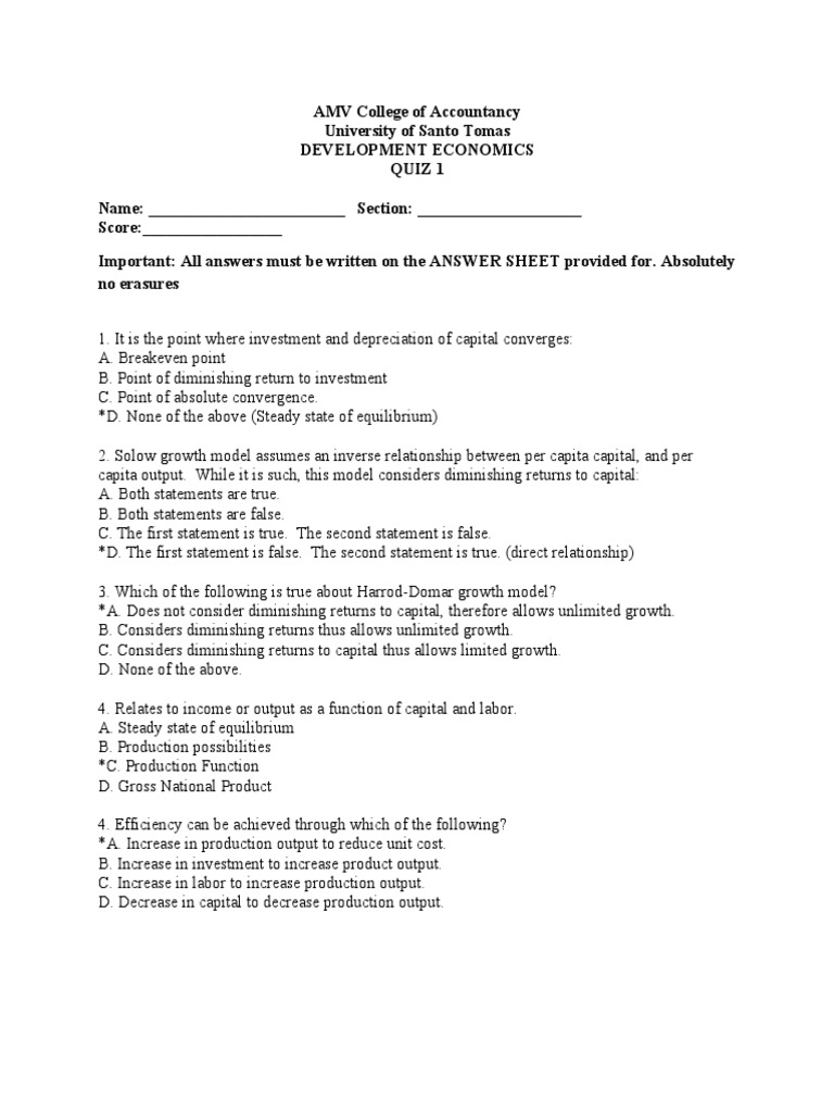 Eco Dev q1 Answers - Olfu | PDF | Economic Growth | Gross Domestic Product