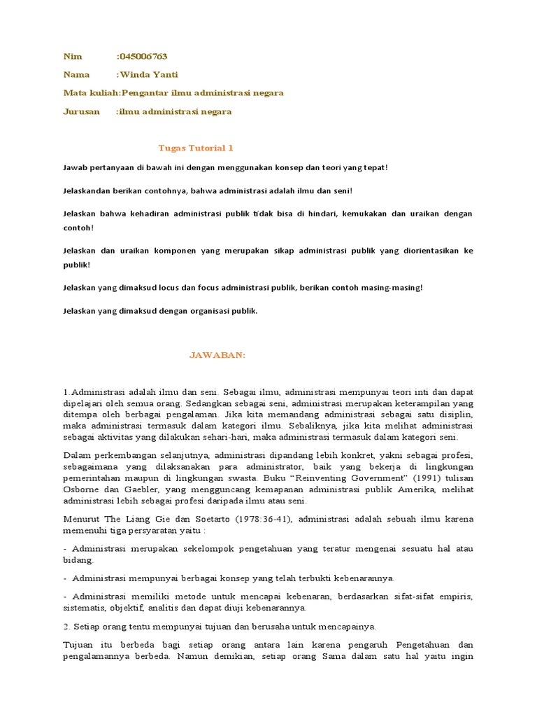 Tugas Winda Yanti (Pengantar Ilmu Adm) | PDF