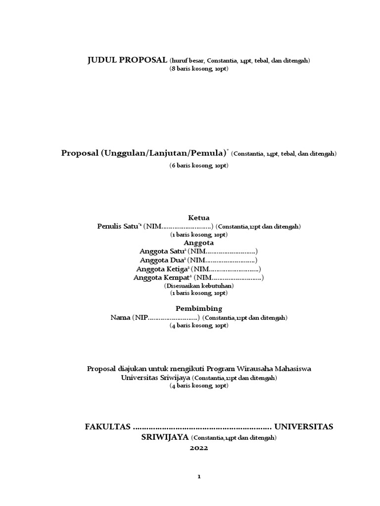 Proposal Wirausaha Mahasiswa UNSRI | PDF | Karier & Perkembangan