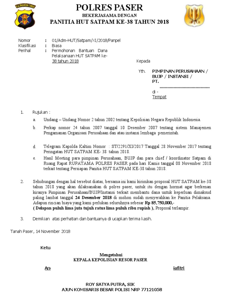 Proposal Dana HUT Satpam ke-38 | PDF