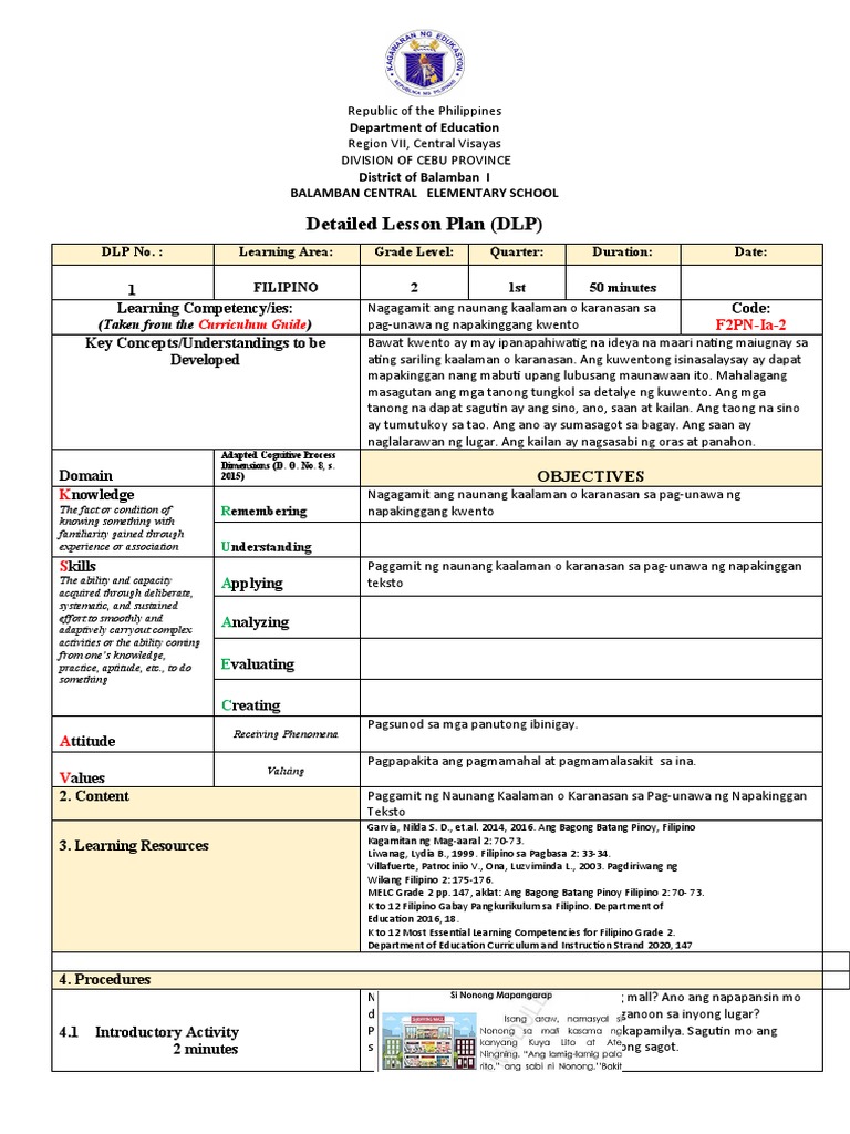 DLP FILIPINO 2 - 1st - 1 | PDF