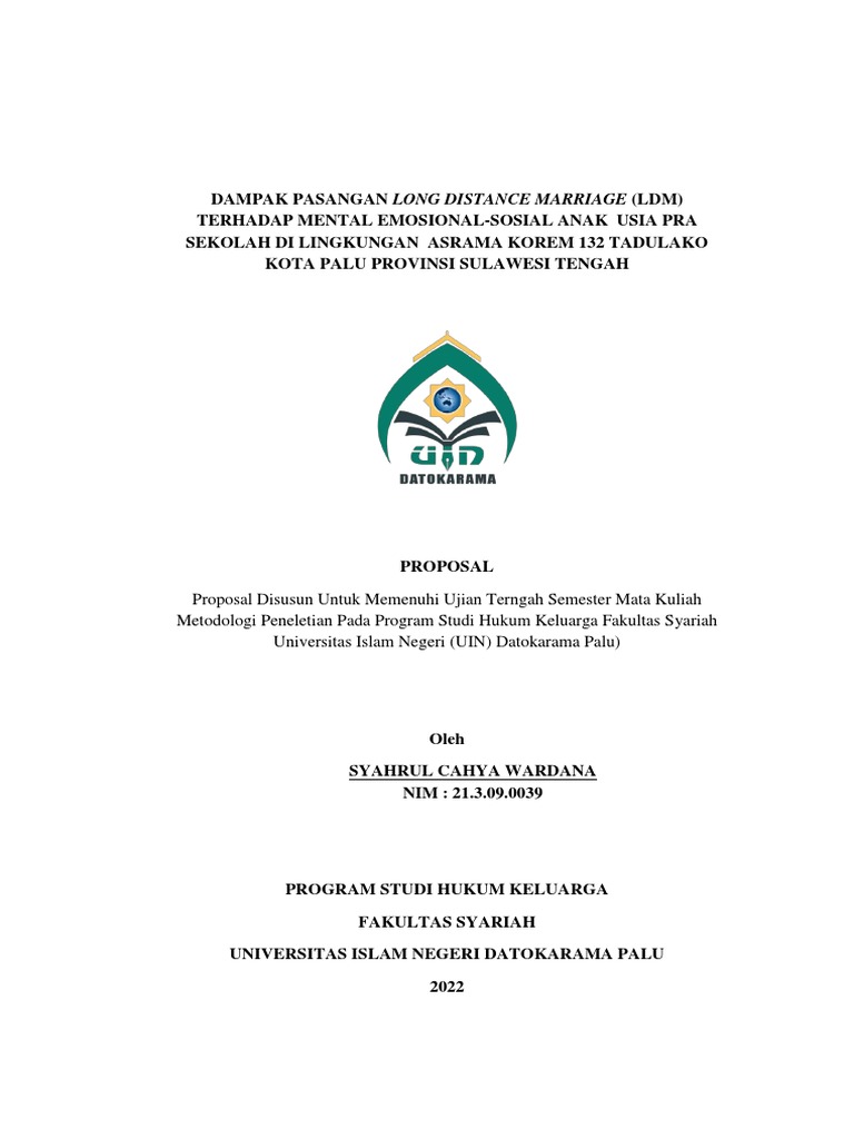 Proposal UTS Metodologi Penelitian - Syahrul Cahya | PDF | Karier & Perkembangan | Kesehatan ...