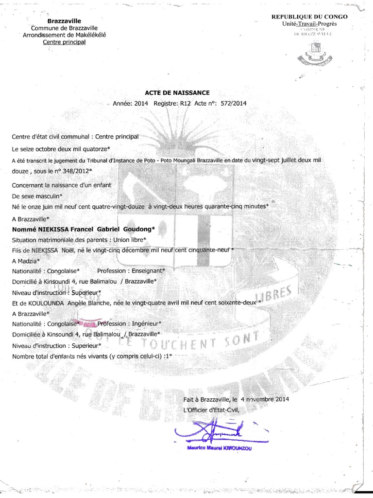 Acte de Naissance | PDF