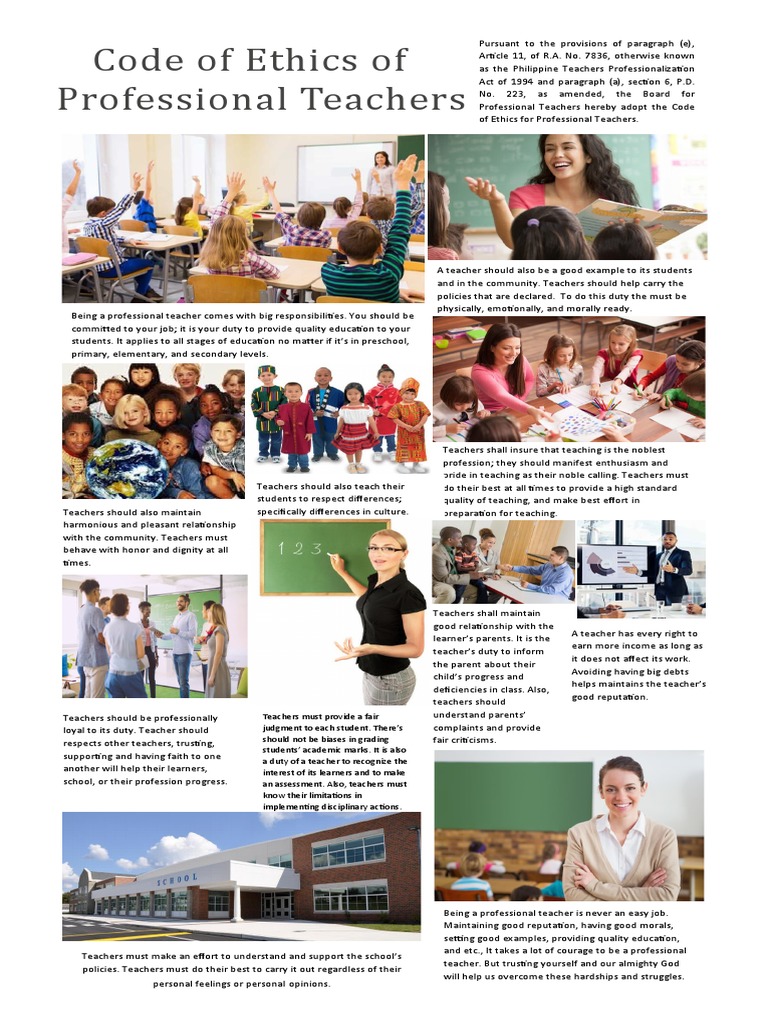 Code of Ethics for Professional Teachers | PDF | Teachers | Social ...