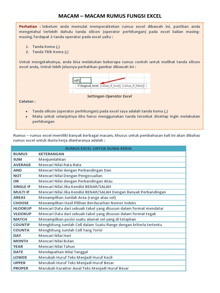Macam Rumus Fungsi Excel | PDF Macam Rumus Fungsi Excel | PDF