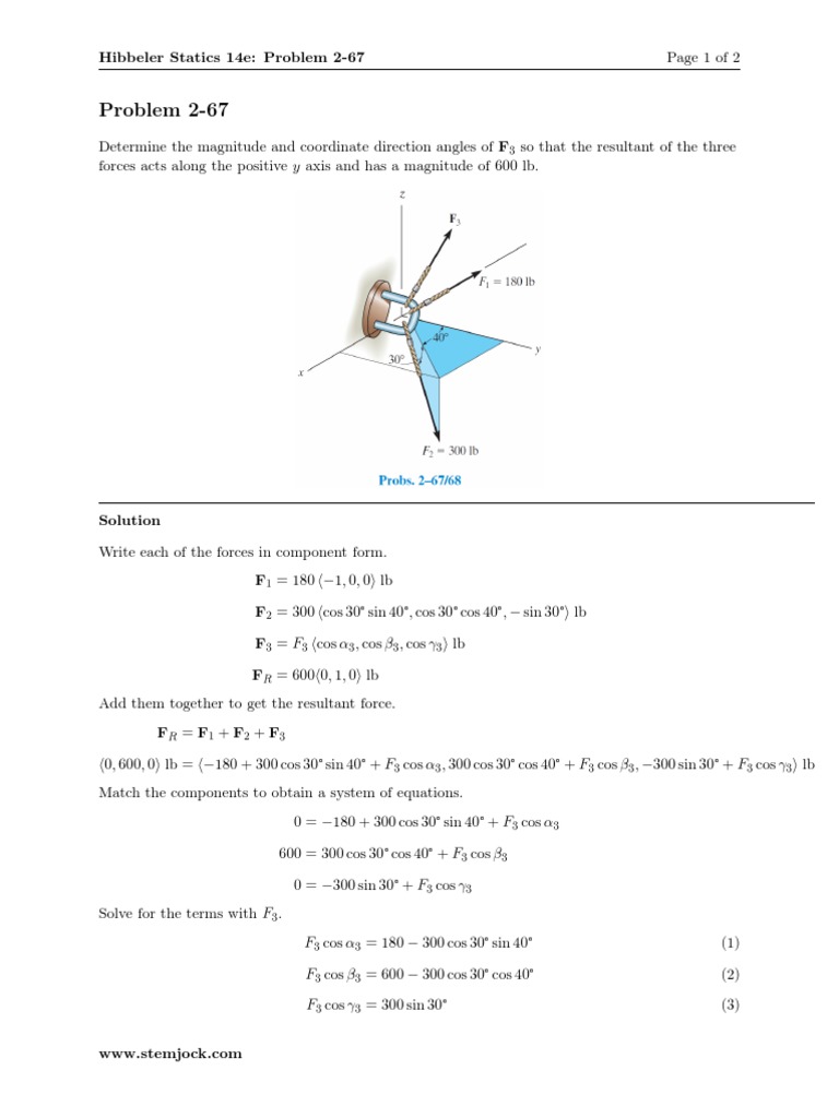 Hibbeler S14 e CH 2 P 67 | PDF | Mathematical Analysis | Equations