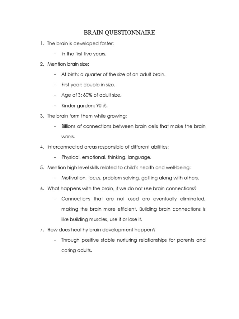 Brain Questionnaire | PDF