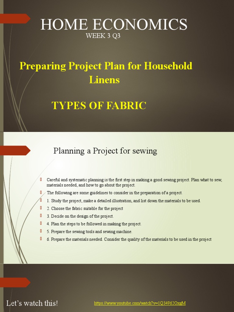Project Plan for Household Linens | PDF | Textiles | Sewing
