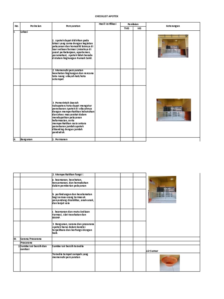 Checklist Apotek Jedung Farma | PDF