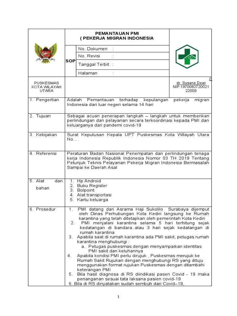 Sop Pemantauan Pmi | PDF