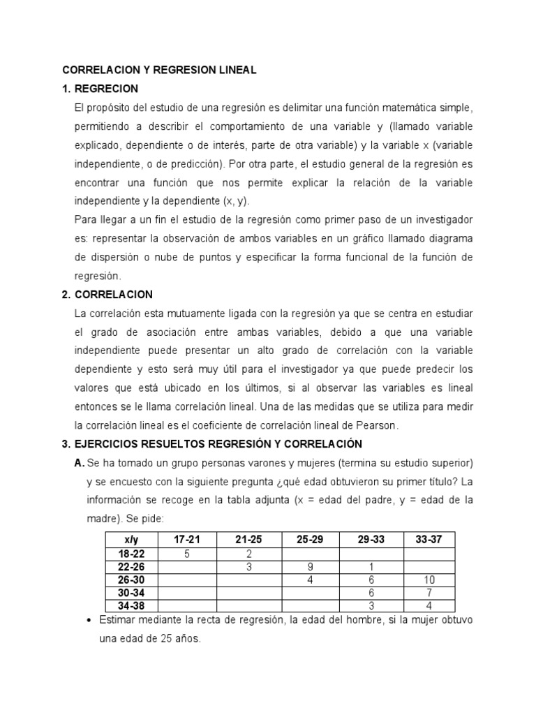 Correlacion y Regresion Lineal | PDF | Análisis de regresión | Regresión lineal