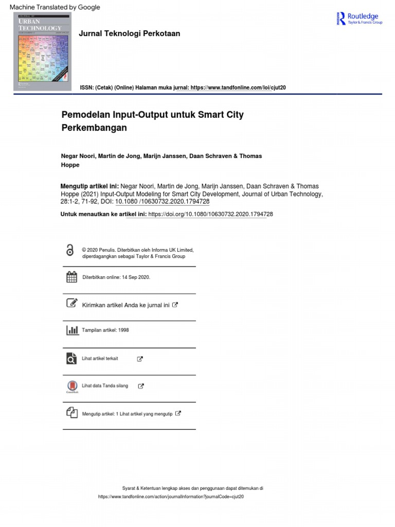 Arti InputOutput Modeling For Smart City Development | PDF