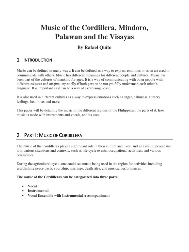 Music of The Cordillera (Unfinished) | PDF | Performing Arts | Musical ...