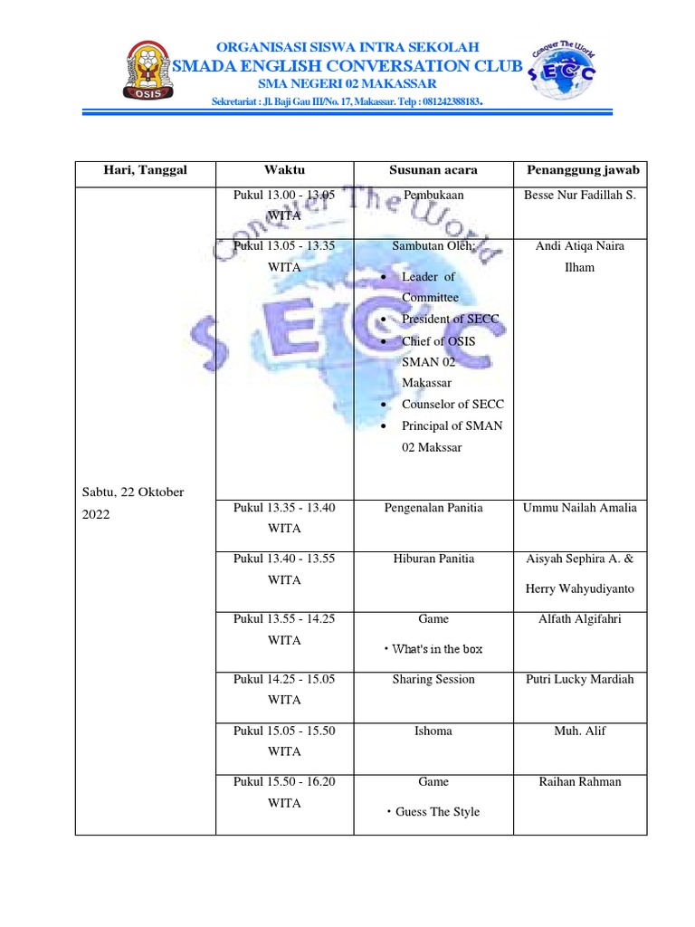 Secc Susunan Acara 43-2 | PDF