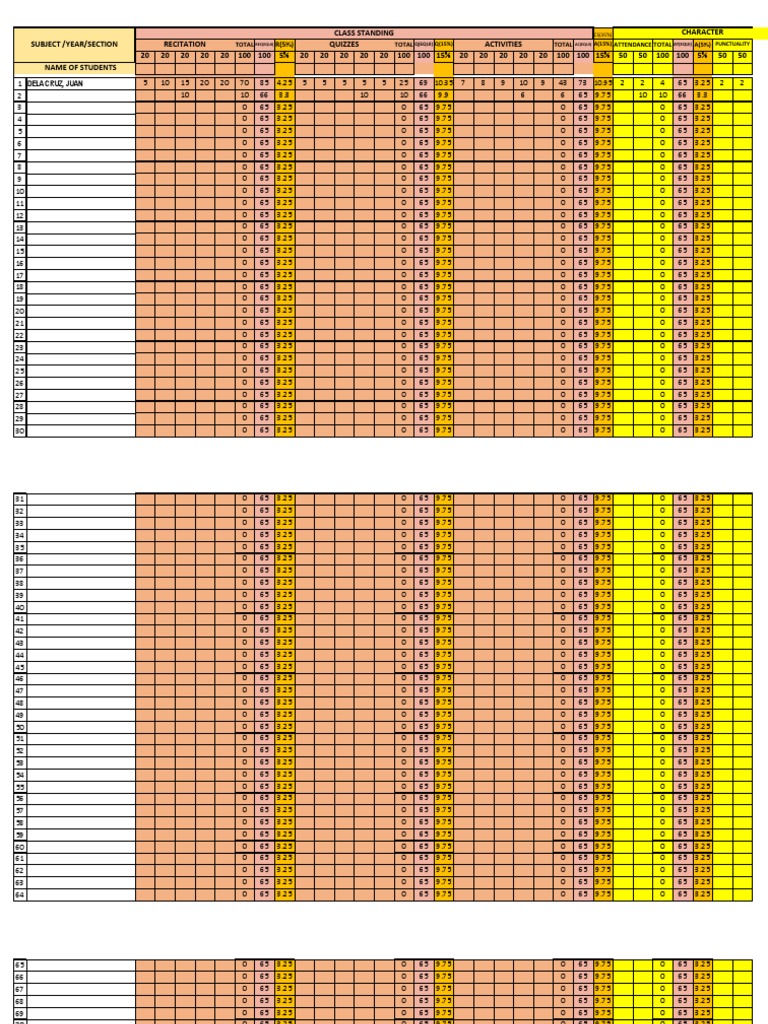 New Grading Sheet Lectureblended Pdf