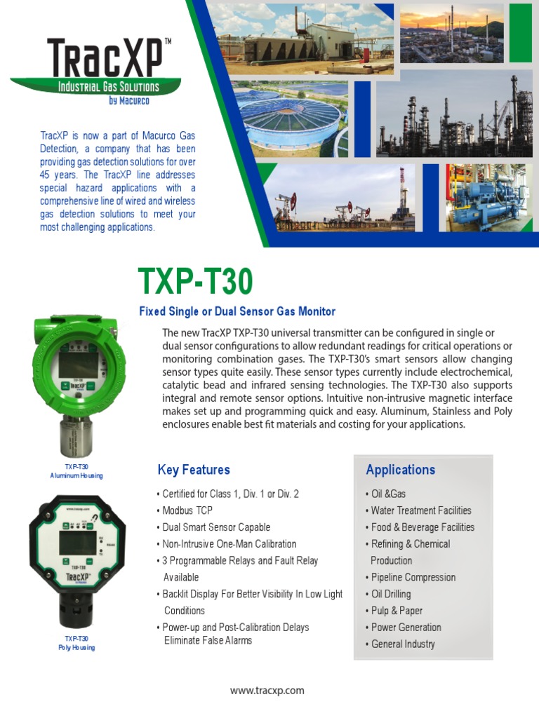 TracXP TXP-T30 Data Sheet | PDF | Chemistry | Gases