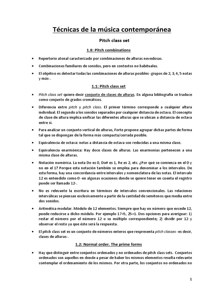TMC - Pitch Class Set v7 | PDF | Acorde (Música) | Conjunto (Matemáticas)
