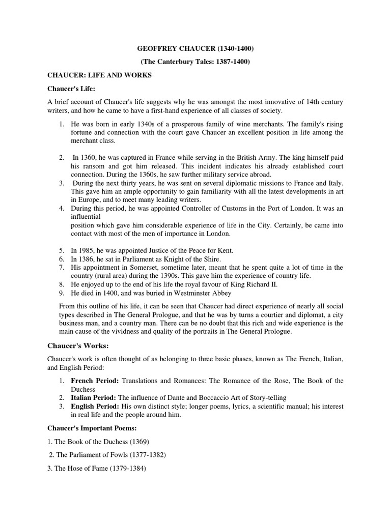 Introduction of Chaucer | Download Free PDF | Geoffrey Chaucer | The ...