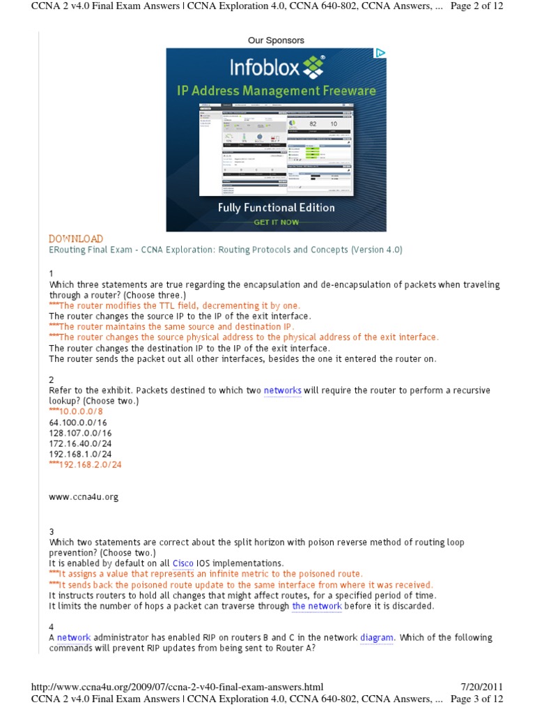 Download: Erouting Final Exam - Ccna Exploration: Routing Protocols and ... Download: Erouting Final Exam - Ccna Exploration: Routing Protocols and ...