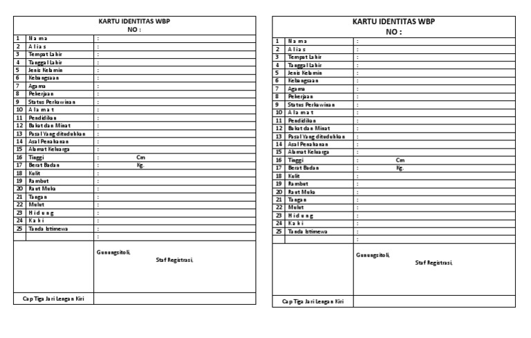Kartu Identitas WBP Lengkap | PDF