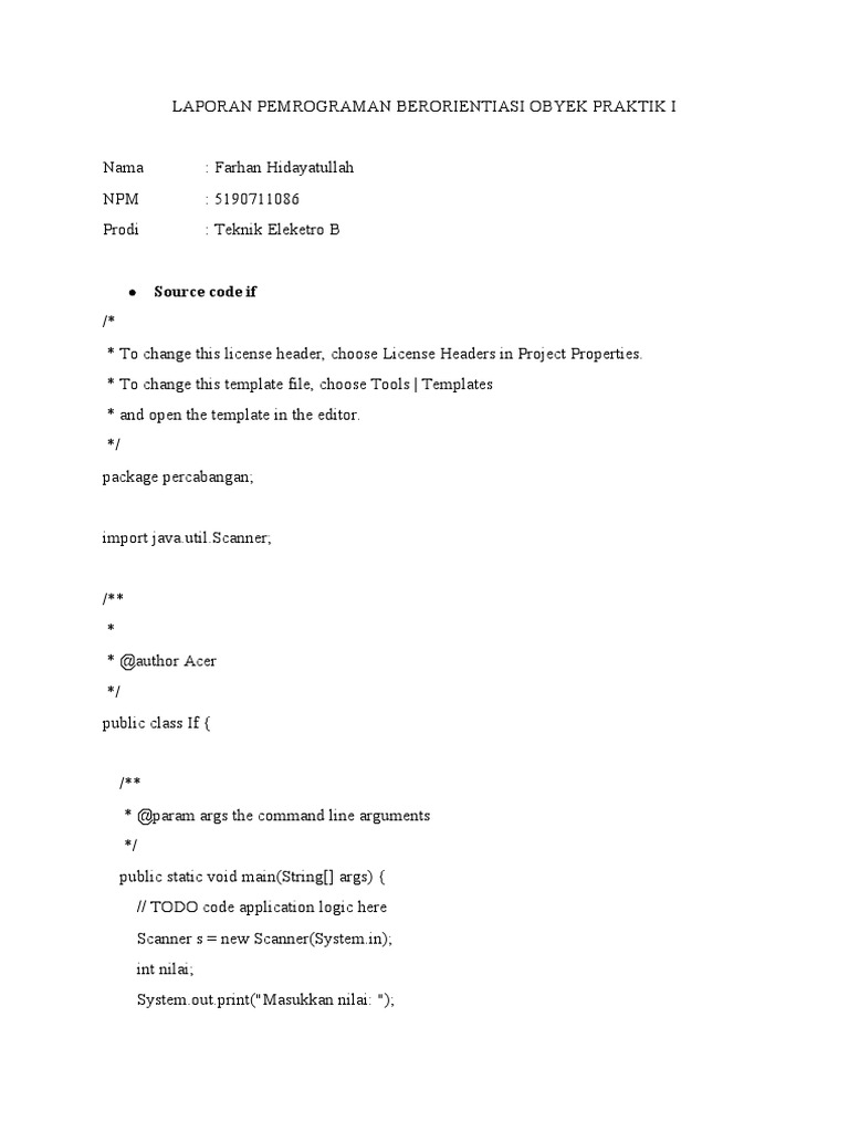 Pemrograman OOP: If, Nested, Switch, Ternary | PDF | Komputer