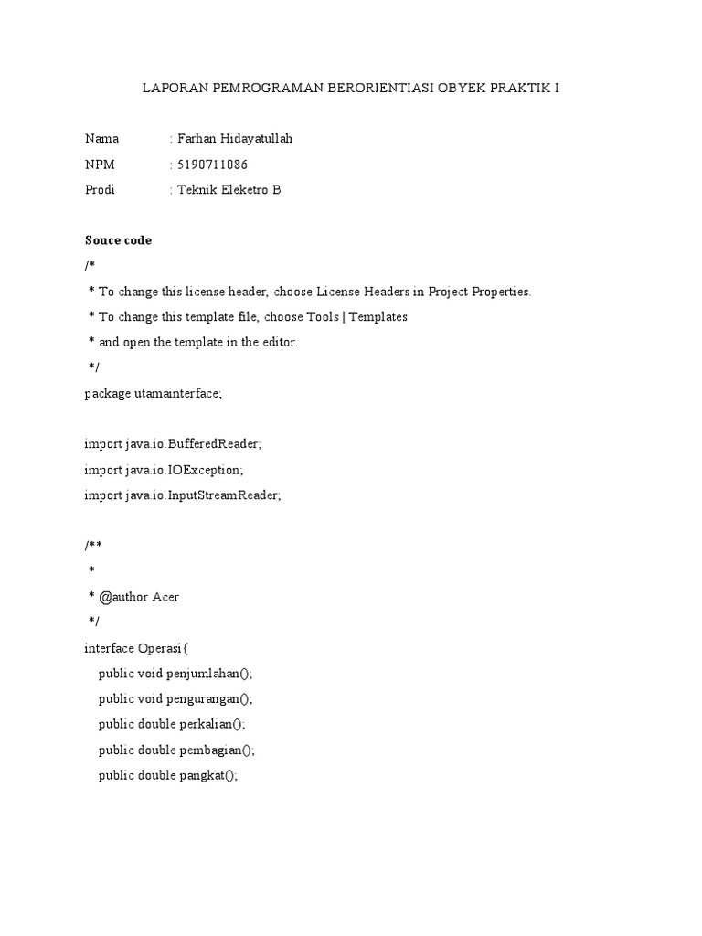 Kalkulator Berbasis OOP di Java | PDF | Komputer