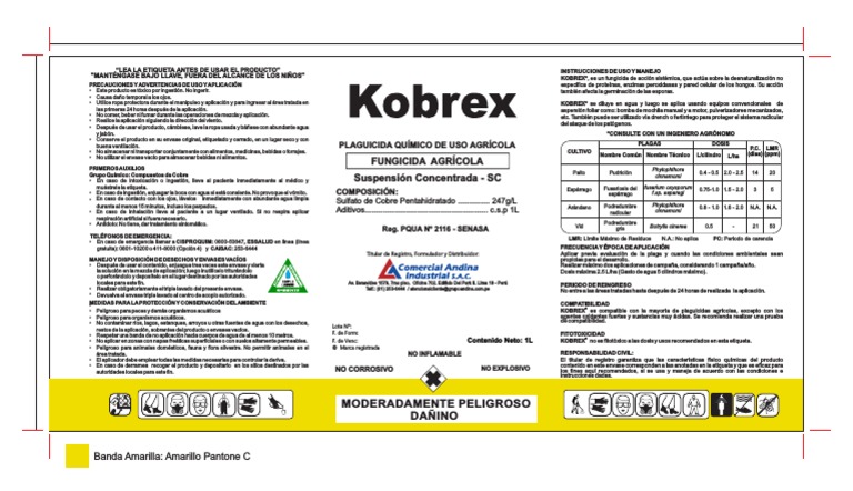 KOBREX - 1 L - A Uso - Vid - Botrytis | PDF | Agua | Pesticida