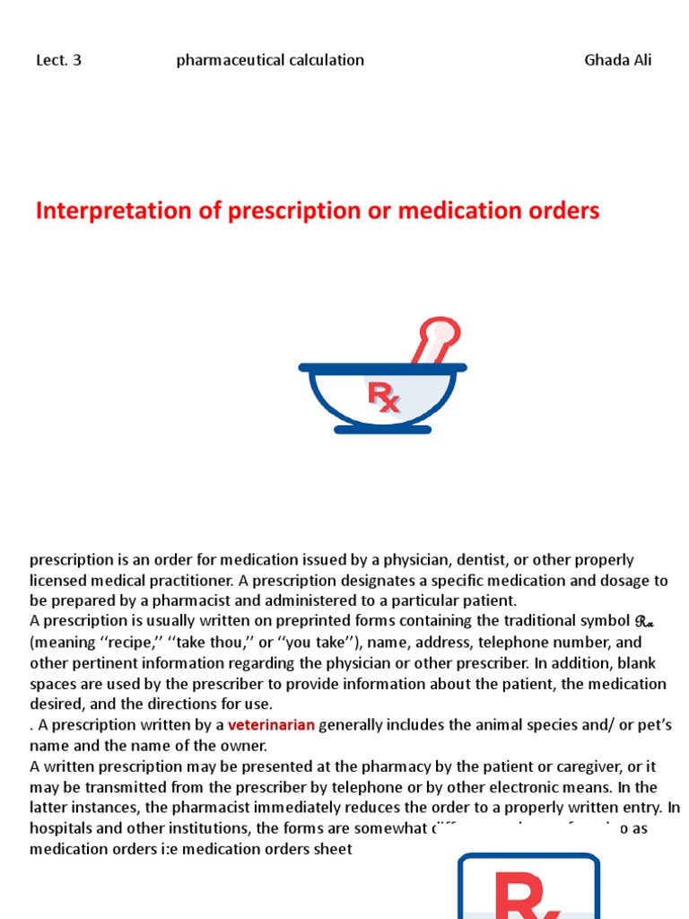 Interpretation of Prescription or Medication Orders | PDF | Medical ...