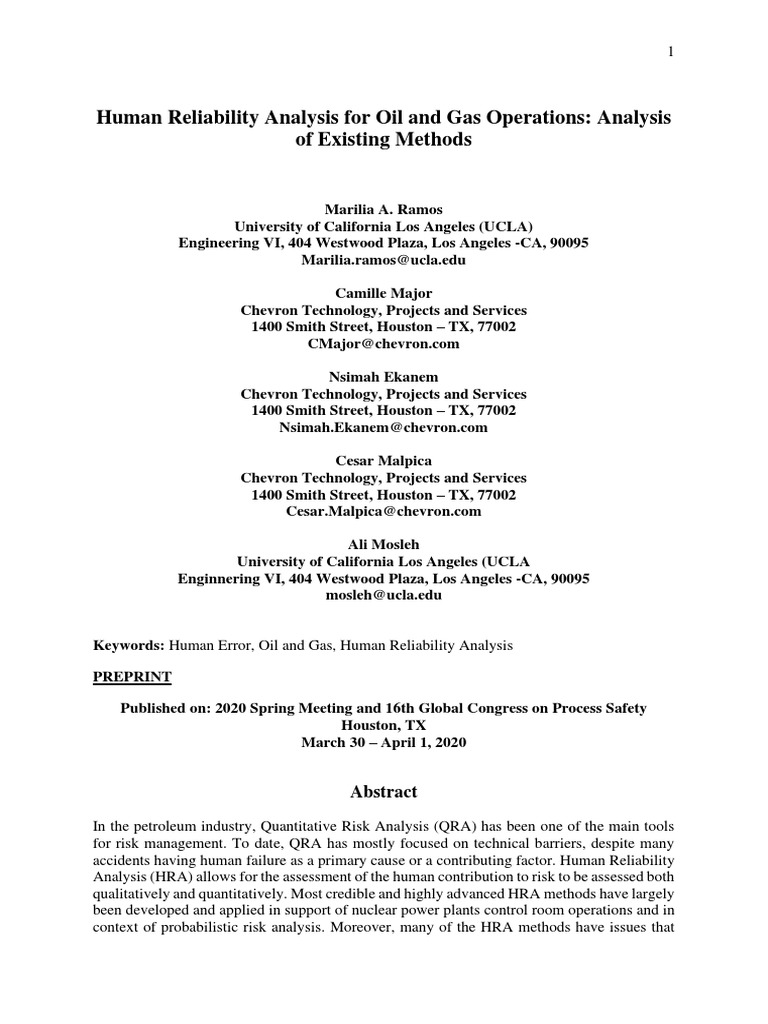 Phoenix - Human Reliability Analysis For Oil and Gas Operations ...