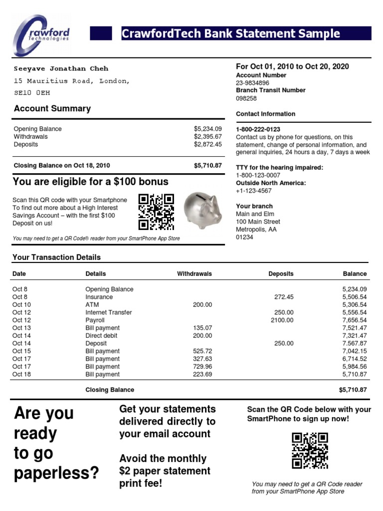 Bank Statement | PDF | Qr Code | Deposit Account