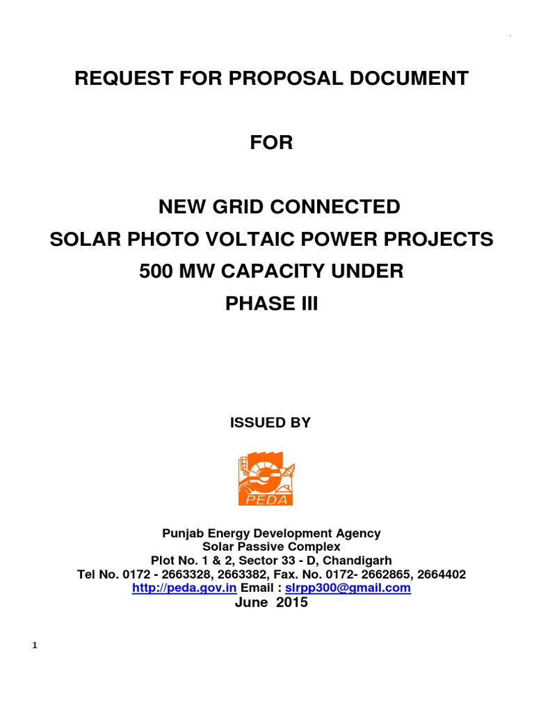 Request For Proposal Document For New Grid Connected Solar Photo ...
