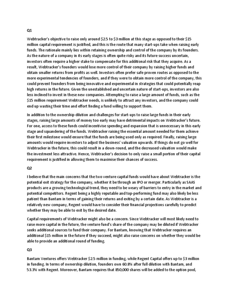 Webtracker's Early-Stage Funding Strategy | PDF | Venture Capital | Corporate Finance
